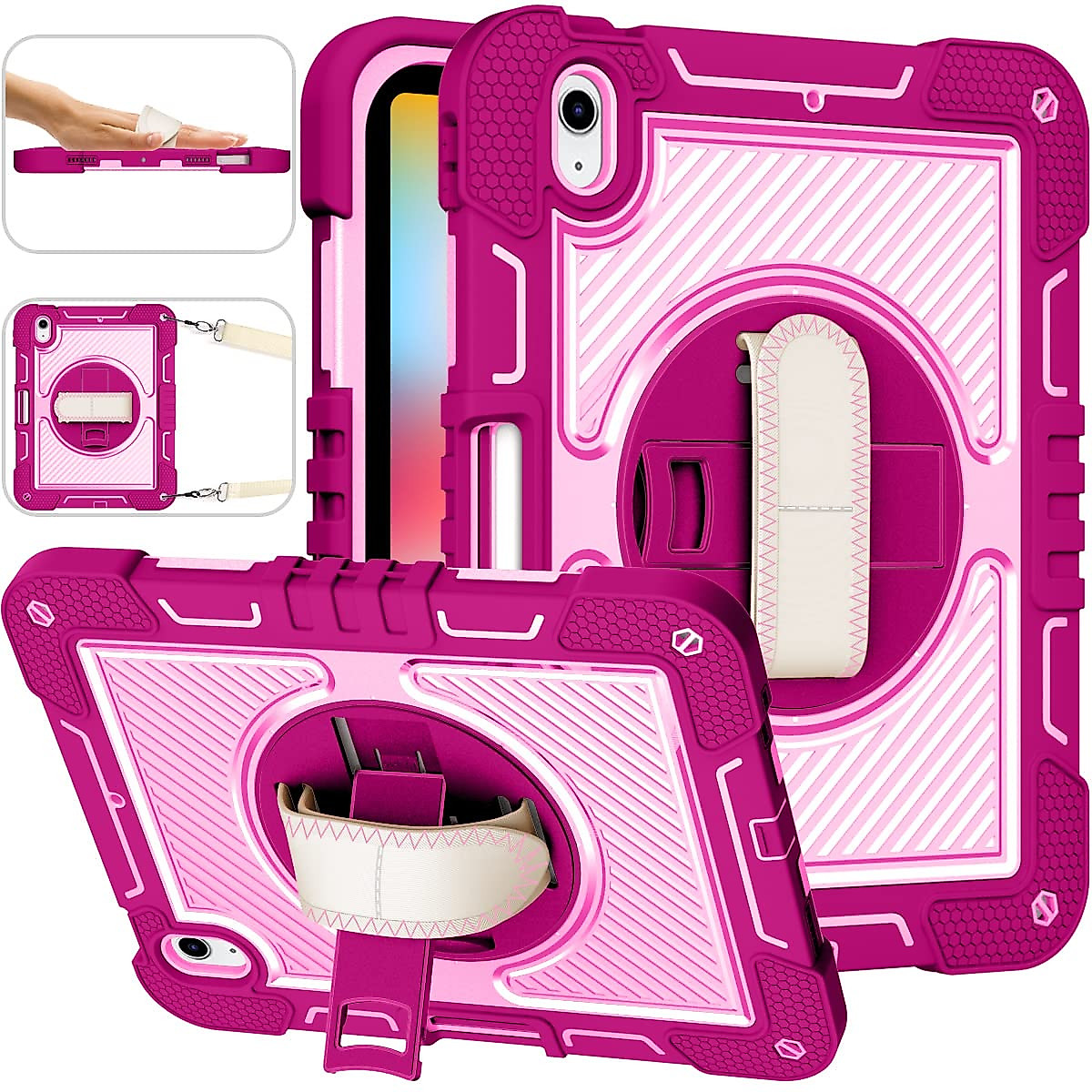 Hot Pink 10th Generation Case 2024 10.9 inch with Pencil Holder 10 Case Tablet Case New Gen 10 Case 2024 New 10.2 Case for Kids Girls 10.9 Inch 2024 Release