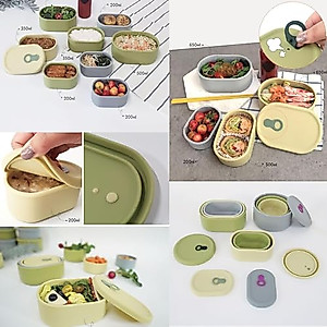 Lagomian Made in Korea, Set of 3 Nesting Hard-Shell Silicone Food Storage Containers | BPA Free, Airtight, Microwave, Dishwasher, Freezer Safe - Bento Lunch Box (Olive)