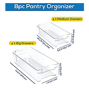 Utopia Home Pantry Organization and Storage - Set of 8 Refrigerator Organizer Bins - Fridge Organizer for Freezers, Kitchen Countertops and Cabinets - BPA Free (Clear)