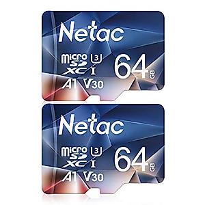 Netac Micro SD Card 64GB 2 Packs, Mini TF Memory Card with up to 100 MB/s, UHS-1, U3, Class 10, SDXC, EXFAT, V30, A1, 4K, UHD, FHD