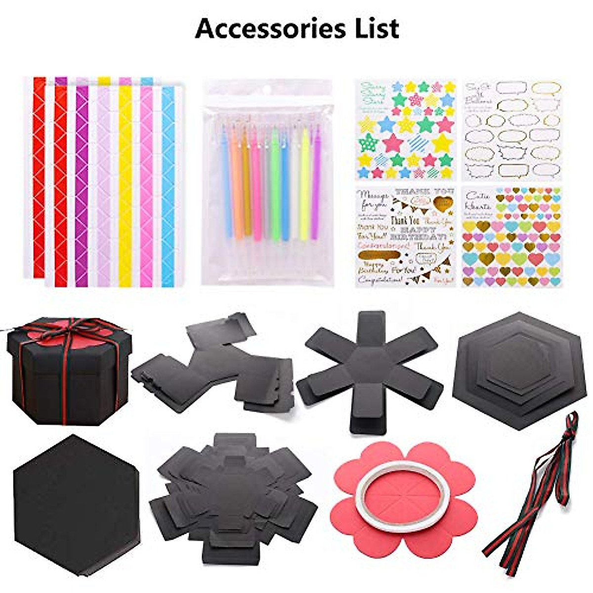 Koogel Explosion Box Set, 17.5 x 16 inch Album Gift Box DIY Creative Popup Surprise Box for Marriage Proposals Boyfriend Birthday Anniversary Valentine's Day, Wedding