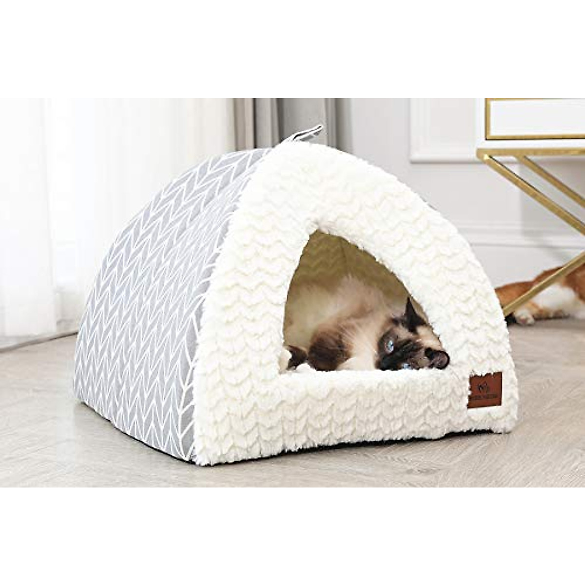 Miss Meow Cat Bed for Indoor Cats,Medium Large Cats Cave Bed,Machine Washable,Removable Cushion Cover,Small Dogs Tent Bed