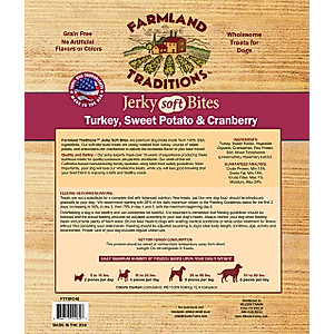Farmland Traditions USA Made 3 lbs. Turkey, Sweet Potato, Cranberry Soft Jerky Bite Dog Treats