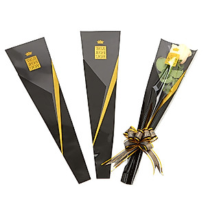 Aylmrice Single Rose Packaging Bag Valentines Day Single Rose Sleeve Flower Bags for Bouquets Wrapping Paper Bouquet Sleeves Envelopes 100Pcs S-Black