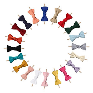 Lanmerry Nylon Baby Headband Hairbands with Tied Bow Stretchy Hairbands and Bows 20 Pack Headwrap for Newborn Infant Toddler Hair Accessories