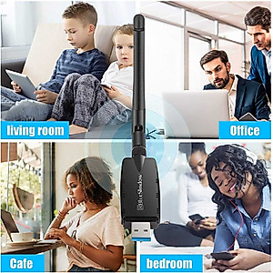 Blueshadow 2-in-1 USB WiFi Bluetooth Adapter AC1200 Dual Band 2.4G/5G Wireless Network Adapter 5dBi High Gain WiFi Antenna WiFi Adapter for Gaming Pc/Laptop/Desktop Supports Windows 10/8.1/8/7/XP