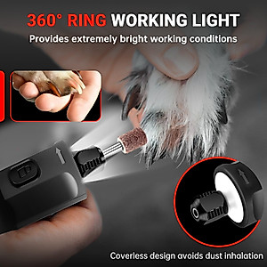 Rotary Tool - 3.7V Cordless Rotary Tool Kit LED Ring Work Light, 2.0Ah Li-ion Battery 5 Speed 70 Accessories Power Rotary Tools 20000RPM,Mini Rotary Tool Cordless for Light DIY Projects/Precision Work