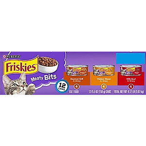 Friskies Wet Cat Food, Meaty Bites, 3-Flavor Variety Pack, 5.5-Ounce Can, Pack Of 12