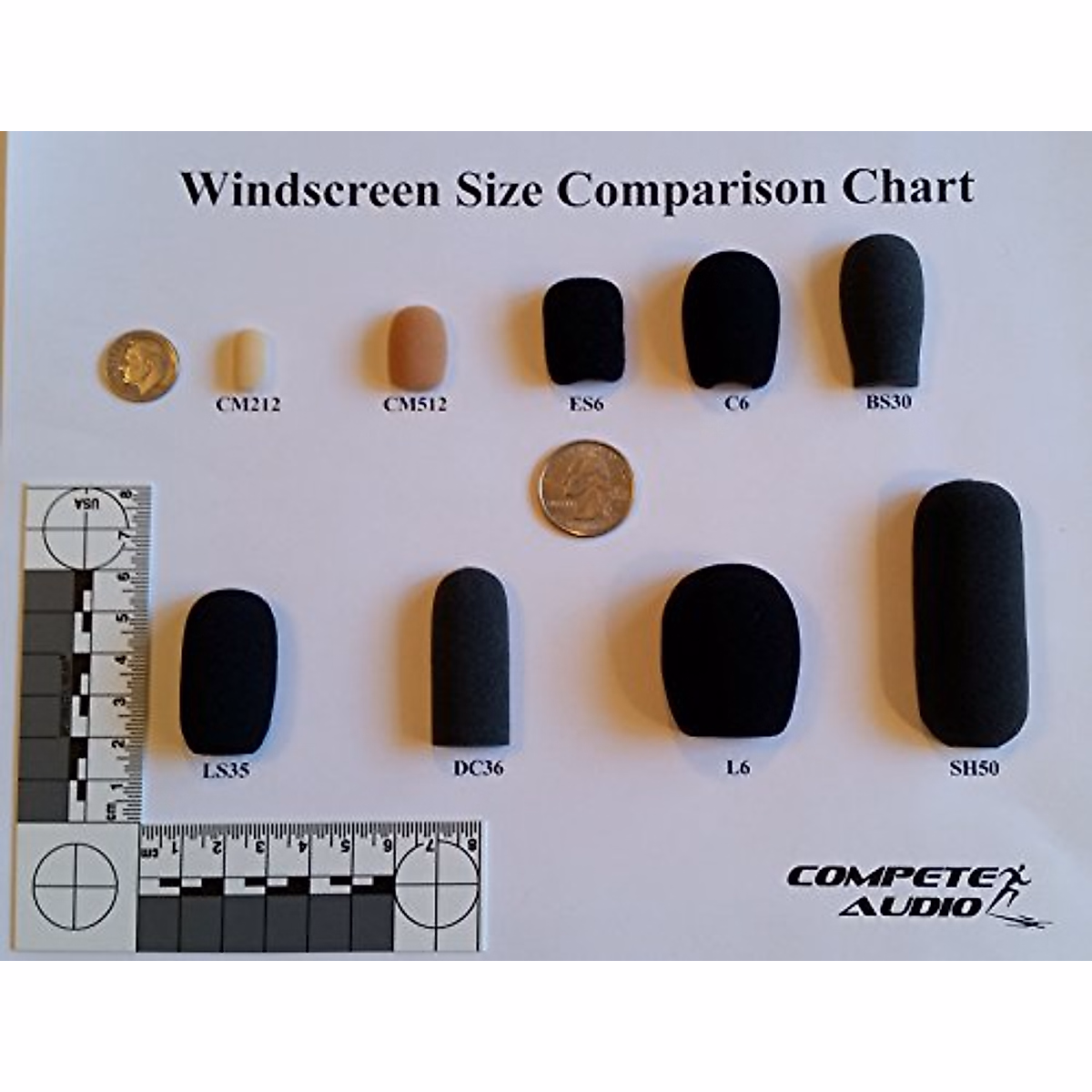 Compete Audio Standard Microphone Windscreens (Microphone Covers) 6-Pack Headset/Lapel (Lavalier) Fitness Instructor/Gamer Pack Black