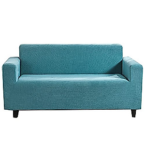 TVPFM Jacquard Furniture Protector, 2 Seater 3 Seater Elastic Bottom Sofa Cover Soft Stretch Sofa Slipcover for Living Room Pets Cat Dog-Blue B-4 Seater