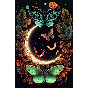 Fluorescent Butterfly Diamond Painting Kits Adults and Children by Number Paste DIY Diamond Painting, Cartoon Landscape Art, Small Fresh Summer Girls Home Decor & Handmade Collectibles 8x12inch