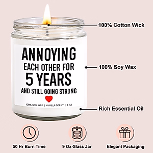 Younift 5 Years Candle, 5 Year Anniversary, Gifts for Her, Him, Gift for Men, 5 Year Wedding Anniversary, 5 Year Marriage, 5th Anniversary, Gifts for Wife, Husband, Couple, Funny Gifts