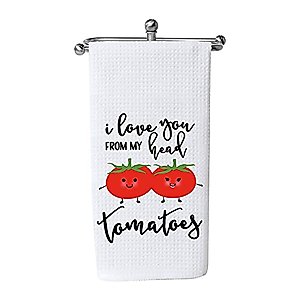 I Love You from My Head Tomatoes Kitchen Tea Towel Waffle Weave Towel Dish Cloth Sweet Housewarming Gift (Head Tomatoes)