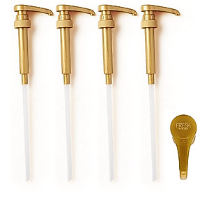 4 Pack Fresh Finest Coffee Syrup Pump Dispenser, Syrup Pump Is Compatible With Torani, Davinci, Jordans Skinny Syrups, Fits 25.4 Oz/750 ML Bottles, For Coffee Syrups, Teas, Snow Cones, Smoothies