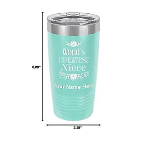 LaserGram 20oz Vacuum Insulated Tumbler Mug, World's Greatest Niece, Personalized Engraving Included (Teal)