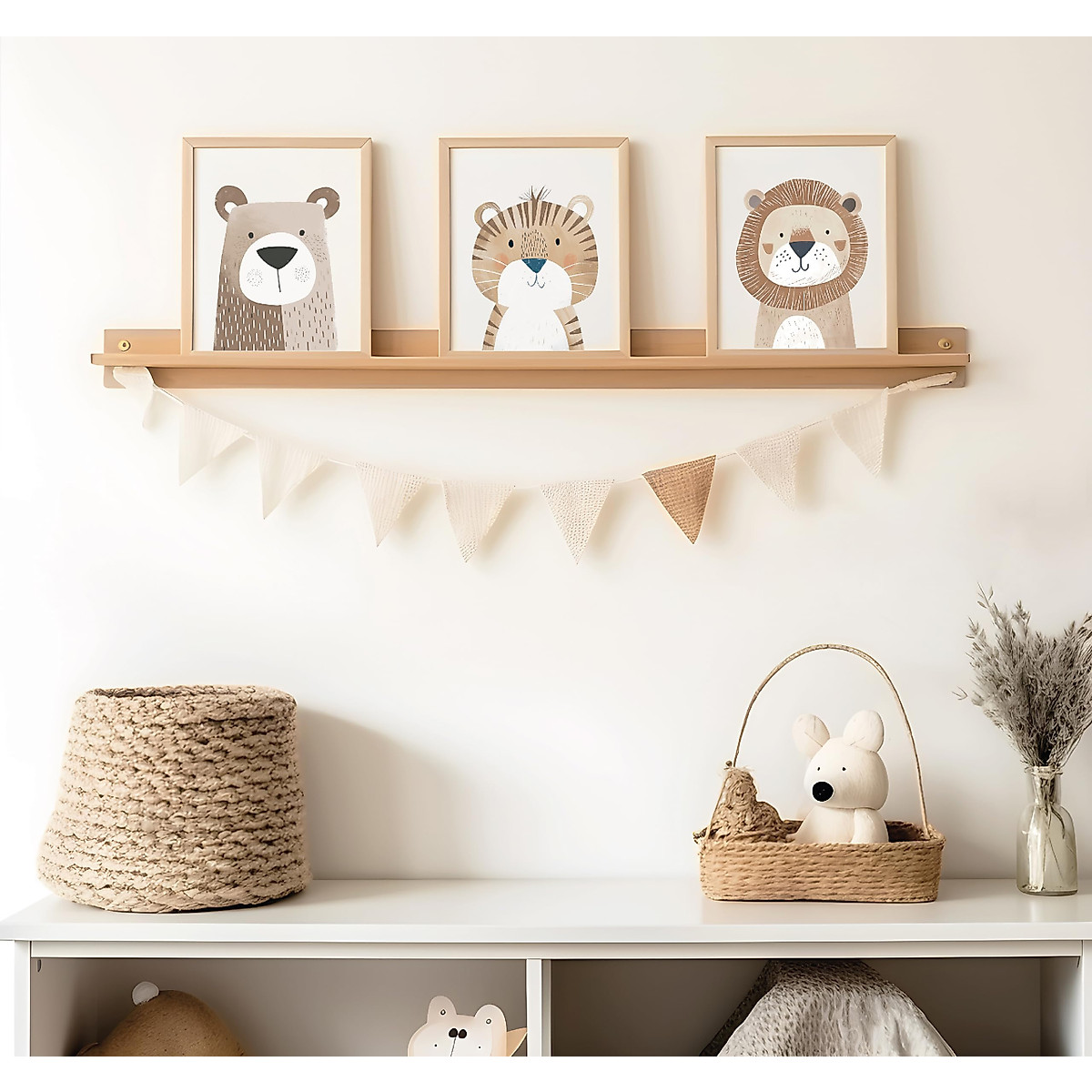 Lavema Nursery Wall Art Animals Neutral Decor - Posters (8 x 10 Unframed) - Cute Safari Prints for Kids Baby Room Decor - Jungle Animals Picture Set, beige