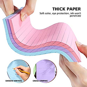 STOBOK Lined Sticky Notes,7 Packs Bright Color Self-Stick Memo notepads with line 3.9 x 6 inch,Legal Pads 50 Sheets per Notepad Memo Stickers for Office,School,Home