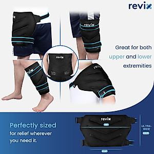 REVIX Extra Large Hip Ice Pack Wrap After Surgery, Reusable Gel Cold Pack for Hip Replacement Recovery, Sciatic Nerve, Cold Therapy Hip Flexor Compression Wrap, Black