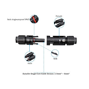 PowMr 100PCS Solar connectors -IP67 Male/Female Solar Connectors(50 Pairs Solar connectors)