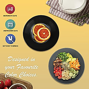 Wheat Straw Bowl Sets,6 PCS Unbreakable Cereal Bowl 36 OZ,Microwave and Dishwasher Safe Bowls,Soup Bowl Sets BPA Free Eco Friendly Bowl for Serving Soup,Oatmeal and Salad （Black Grey）