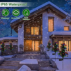 Solar Christmas Decorations Tree Lights,Outdoor Waterproof 20LED-Lights for Yard Decorative, Solar Stake Lights Xmas Tree Garden Decor with Constant & Flashing Modes for Pathway Lawn Patio, 4 Pack
