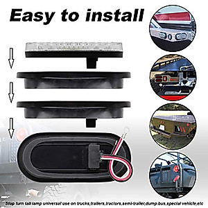 LEDVILLAGE 6 Inch Oval Clear Lens Amber Trailer Marker Lights 24 LED Turn Parking Signal Lamp SMD Plug & Rubber 3-Wire for Trailer Truck RV Pickup Van 12v DC (2 Pcs)