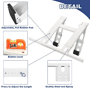 Window Air Conditioner Support Bracket, Universal Ac Window Bracket No Drilling and Tools Required, Heavy Duty Steel Holds Up to 220lbs, Fits Single Or Double Hung Windows, with Installation Manual