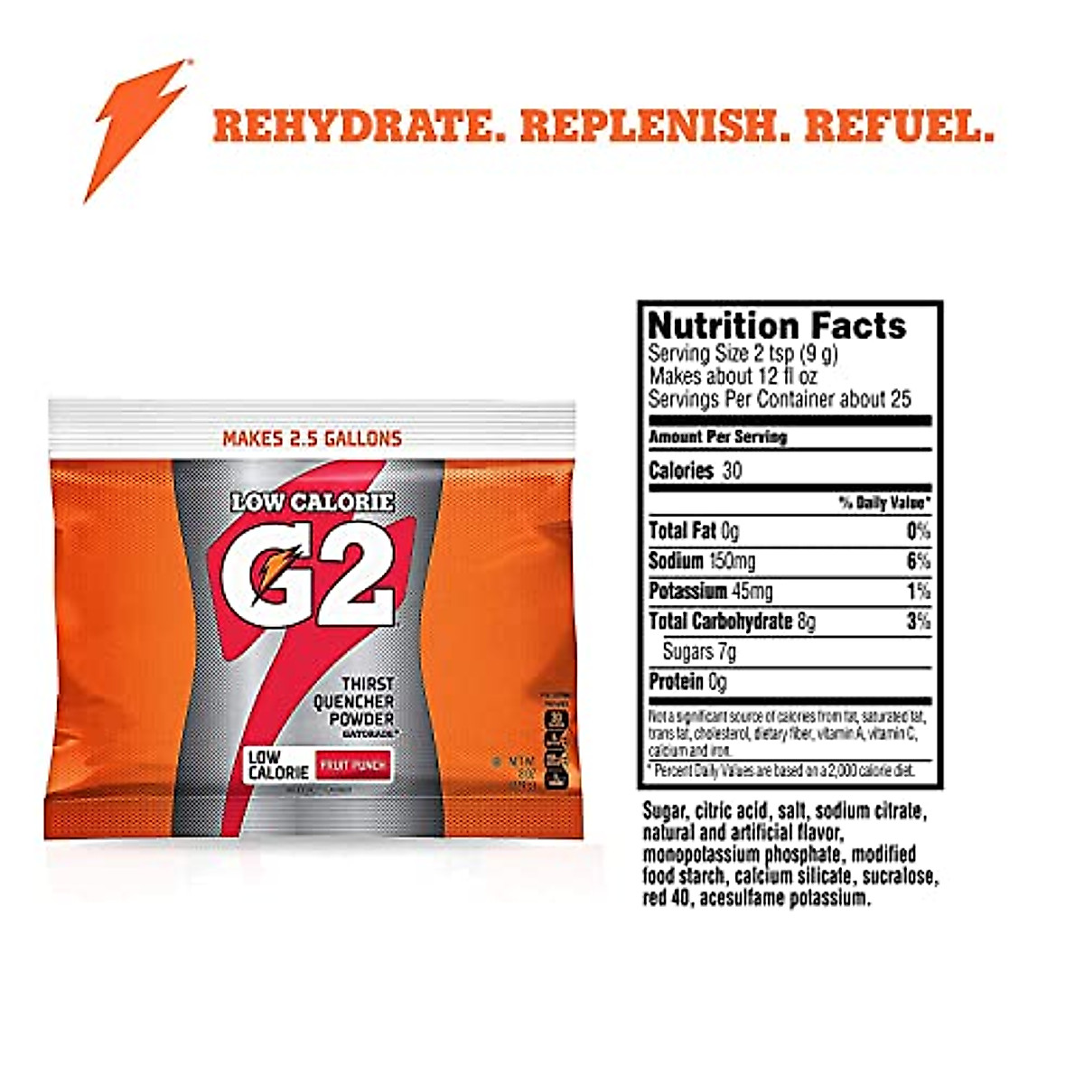 Gatorade Powder Bag Fruit Punch, 21 Ounce (Pack of 32)