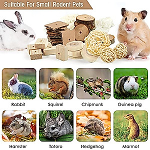 Bunny Chew Toys for Rabbits, Hanging Rabbit Toys, Wooden Bunny Natural Chew and Treat Toys Improve Dental Health for Rabbits, Hamsters, Guinea Pigs Chinchillas, Birds, and Other Small Pets