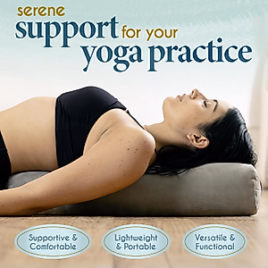 Florensi Yoga Bolster Pillow-Luxurious Velvet Bolster for Restorative Yoga-Large Rectangular Cushion with Carry Handle-Supportive Meditation Cushion-Machine Washable Cover and Carry Handle(Light Blue)