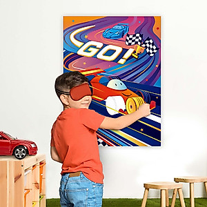 WERNNSAI Pin The Wheels On The Racing Car Game - Race Car Birthday Party Supplies for Boys Kids Two Fast Decorations Poster with 24 Pcs Stickers for Baby Shower Classroom Activities (21" X 28")