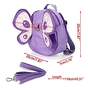 Hipiwe Baby Anti-Lost Backpack Butterfly Walking Safety Belt Harness Toddler Reins Strap with Leash (Purple)