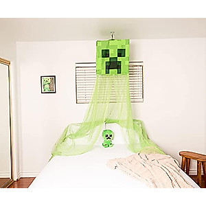 Minecraft Green Creeper Kids Bed Canopy, Hanging Curtain Netting