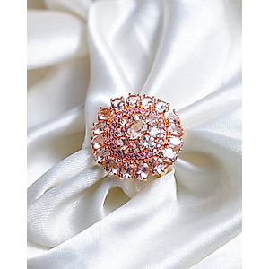 YoTreasure Pink Morganite Sapphire Rose Gold Plated Over 925 Sterling Silver Engagement Ring Jewelry