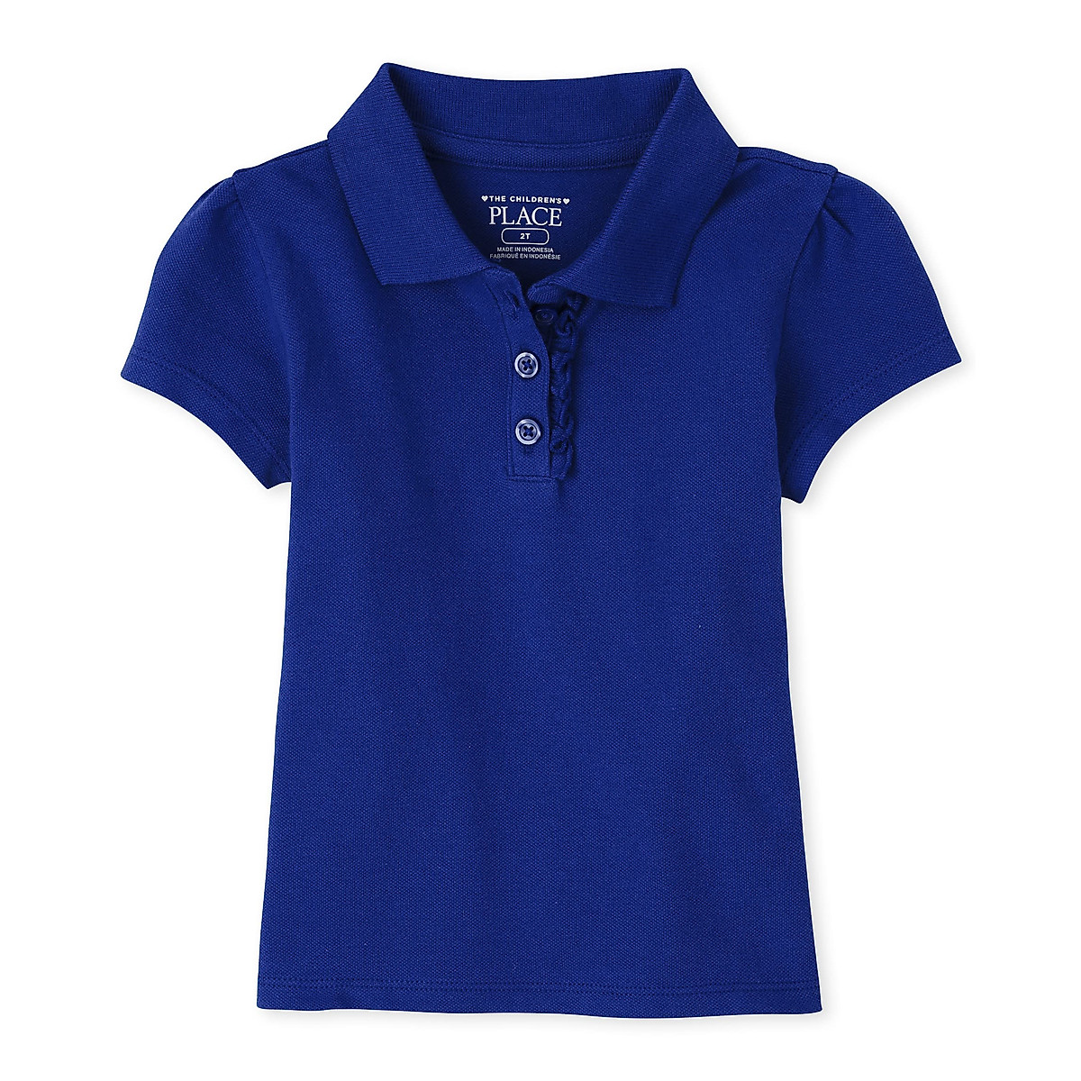 The Children's Place Baby Girls and Toddler Girls Short Sleeve Ruffle Pique Polo, Renew Blue, 3T