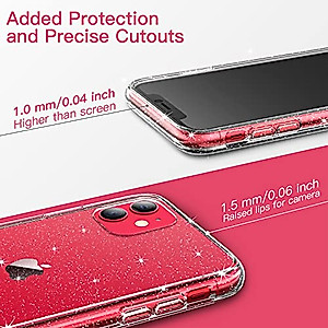 JETech Glitter Case for iPhone 11, 6.1-Inch, Bling Sparkle Shockproof Phone Bumper Cover, Cute Sparkly for Women and Girls (Clear)