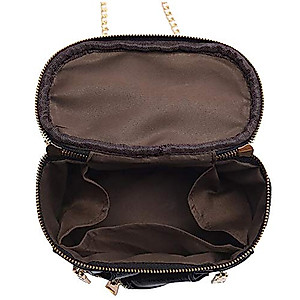 QZUnique Motorcycle Jacket Shoulderbag PU Leather Handbag Punk Style Crossbody Bag Rivet Purse Lapel Collar Bag with Chain Black