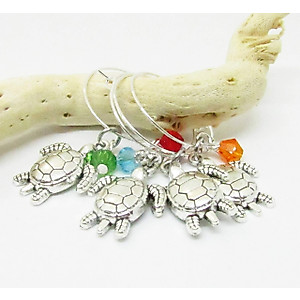 Set of 4 Sea Turtle Wine Glass Charms - Gift for the Wine Lover - Wine Gifts for Mom