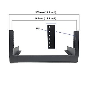 JINGCHENGMEI 4U Desktop Server Rack 19 inches Open Frame Rack- 2 Post Free-Standing Rack Switch Depth for Patch Panel, Data, AV, IT,Studio or Computer Equipment (JCM-DT4URack)