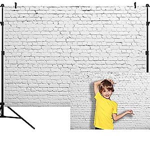 OUYIDA White Brick Wall Backdrop for Baby Shower Birthday Festival Themed Party 7X5FT Photography Background Adult Portrait Wallpaper Photo Video Shooting Studio Props PCK77