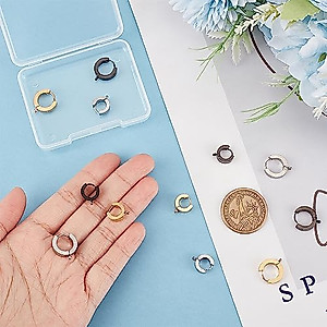 UNICRAFTALE 12 Pcs 3 Colors 304 Stainless Steel Huggie Hoop Earrings Findings 12~15.5mm Long Hoop Earrings DIY Hypoallergenic Huggie Earrings with Loop for Women DIY Earring Jewelry Making