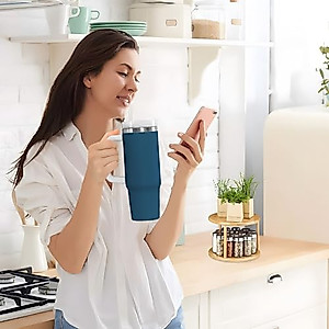 MCHIVER Caribbean Blue Tumbler with Lid and Straw 40 oz Insulated Water Bottle Leakproof Travel Mug Cup for Iced Water Coffee Smoothie