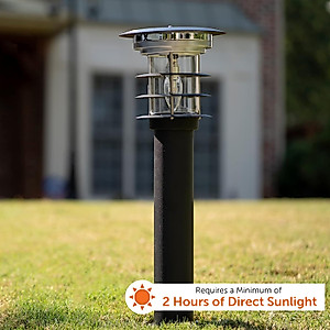 Gama Sonic Solar Pathway Light, Stainless Steel Bollard LED Lamp, Waterproof Outdoor Landscape Lights (GS-214)