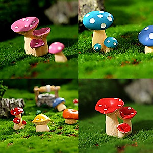 JKanruh 35 Pcs Miniature Resin Mushroom,Cute Mushrooms Fairy Garden Moss Landscape Ornaments for Outdoor Decoration,Home Décor,Cake Decoration,DIY Crafts