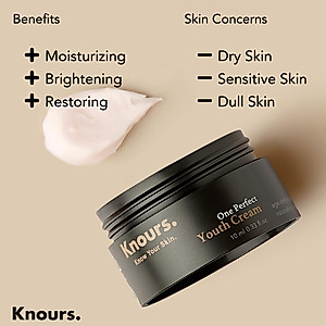 Knours. Moisturizing Shea Butter + Sweet Almond Oil Youth Cream, A rich cream that deeply rejuvenates skin, rich combination of vegan oils - EWG Verified Clean Beauty 50ml 1.69 oz.