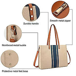Laptop Tote Bag for Women, Fits 15.6 Inch Laptop Bag, Large Canvas Work Tote Bags for Women, Computer Briefcase Shoulder Bag, Casual Beach Bag, Ideal for Travel/Daily Use/Birthday Gift