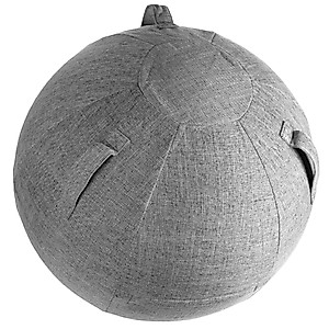 VIVO Premium Core Yoga Ball Chair with Handle and Fabric Cover, Sitting Ball, Ergonomic Posture Engagement, Flexible Seating for Home and Office, Gray, CHAIR-BL01G