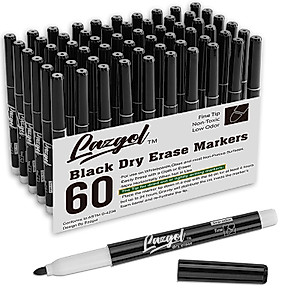 Dry Erase Markers Bulk, LAZGOL 60 Pack Black Low Odor Whiteboard Markers, Fine Point Dry Erase Markers Perfect for Writing on Dry Erase Whiteboard Mirror Glass for School Office Home