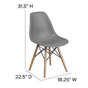 Merrick Lane Elton Series Moss Gray Polypropylene Accent Chair with Metal Braced Wooden Legs