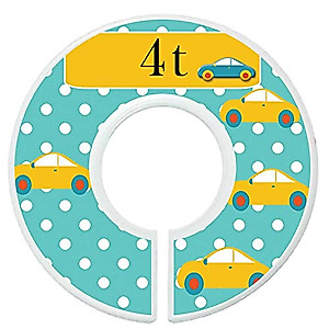 Mumsy Goose Baby Boy Clothes Dividers Nursery Closet Dividers Cars and Trucks (Sizes 2t - 7(6 Rings))